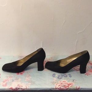 Versace | Shoes | Gianni Versace Black Satin Square Toe Heels Sz 85 ...